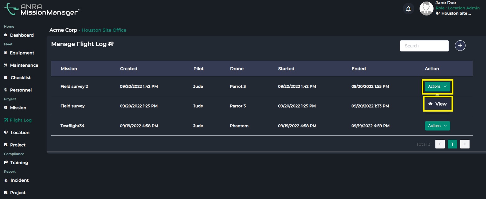 Flight Logs – ANRA Technologies