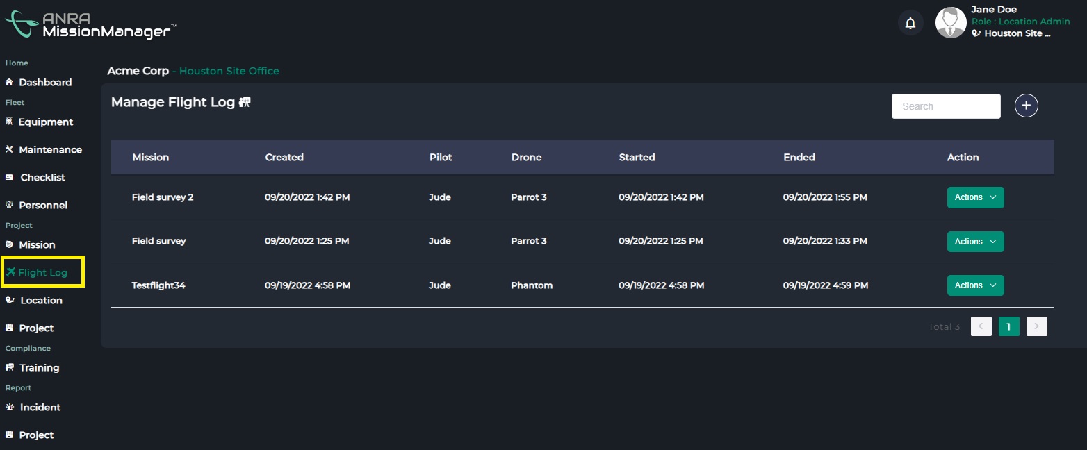 Flight Logs – ANRA Technologies