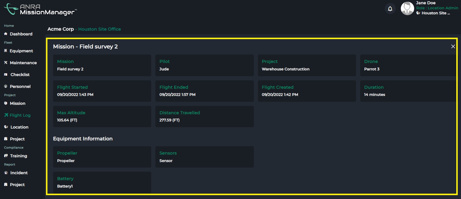 Flight Logs – ANRA Technologies